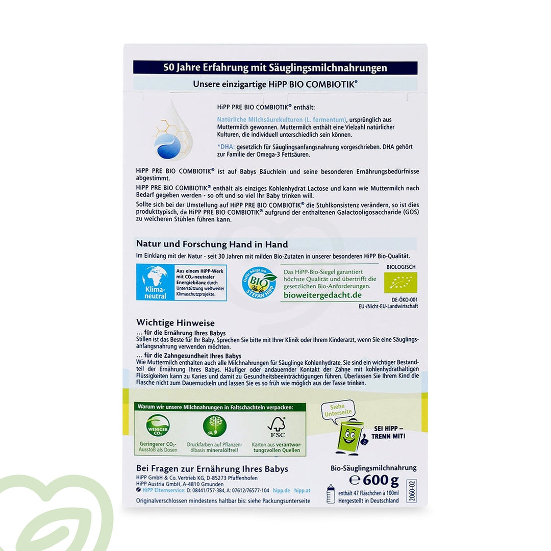 HiPP German PRE Bio-Combiotic | Organic Formula | OFD – Organic Formula ...