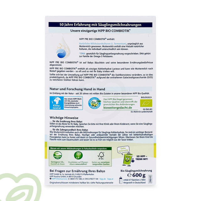 HiPP German PRE Bio-Combiotic | Organic Formula | OFD – Organic Formula ...